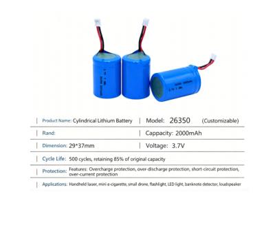 China 3.7V 2000mAh 26350 Lithium Ion Battery Pack for LED Lights Loudspeakers Cash Detectors for sale