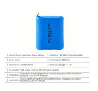 China 11.1V 800mAh 14500 3S Lithium Ion Battery Pack for Flashlights Camping Lights Live Fill Lights for sale