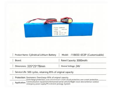 China 24V 3Ah 18650 Lithium Battery Pack 6S3P for UAVs Night Vision Devices Sensors for sale
