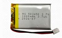 China 503450 3.7V 1000mAh Lithium Polymer LiPo Battery Pack with JST Connector | Rechargeable Replacement Battery for GPS Tracker, Bluetooth Speaker, Mini LED Light, Smart Wearable Devices for sale