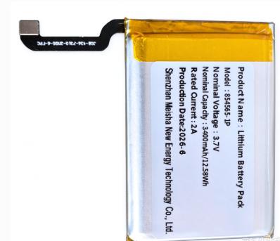 China 3.7V 3400mAh 12.58Wh Lithium Polymer Battery Pack 854565-1P, 2A Rated Current, Rechargeable Li-Po Battery for Smart Devices, Wearable & Portable Electronics for sale