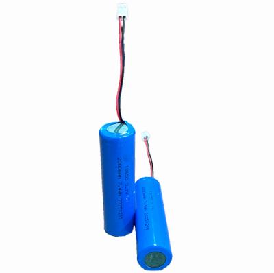 China 3.7V 18650 Lithium Ion Battery 2000mAh Single Cell with Wire & Connector, A-Grade Rechargeable Battery for LED Light, Thermometer, Beauty Device, Electric Toy for sale