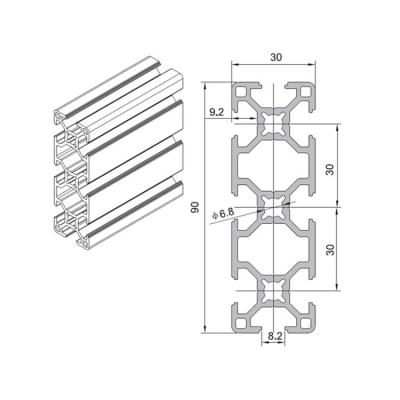 China 3-6m Anodizing 3090 Extrusion Aluminum Profiles For Construction for sale