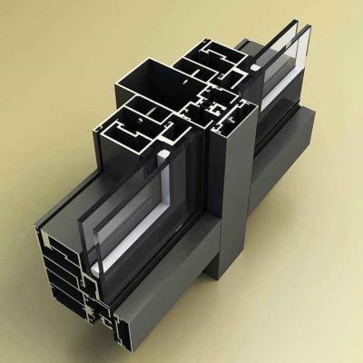 China 6063 6061 Aluminum Curtain Wall Profiles Exterior Panel Curtain Wall Aluminum Frame for sale