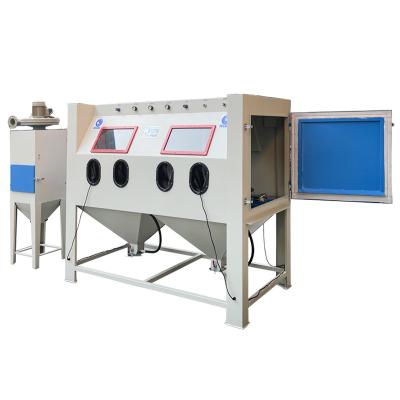 China Double Station Manual Sand Blasting Machine Recycle Sand Blasting Cabinet for sale