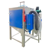 China Cleaning Metal Automatic Sandblasting Machine Sandblasting Cabin with Rotating Basket for sale