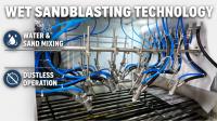 China Automatic Stainless Steel 304 Wet Sandblasting Machine Dustless Abrasive Blaster with 16 Guns for Mobile Phone Case Zirconia Sand for sale