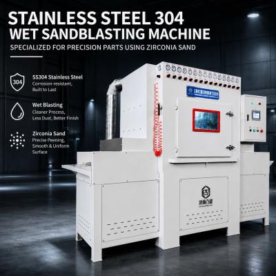 China PLC Automatic Wet Sandblasting Machine Eco-friendly Vapor Honing Equipment for High Precision Metal Parts Cleaning SS304 Body for sale