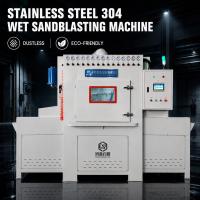 China PLC Automatic Wet Sandblasting Machine Eco-friendly Vapor Honing Equipment for High Precision Metal Parts Cleaning SS304 Body for sale