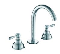 China New Style Classic Luxury Dual Handle 3 Hole Brass Antique Basin Faucets With Ceramic Handle for sale