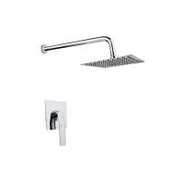 China Single lever concealed in-wall bath or shower mixer with rainshower and handshower bathroom chrome brass tap faucet OEM for sale
