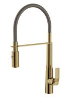 China Brushed Golden Brass Kitchen Sink Faucets Single Lever for sale