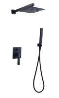 China Single lever concealed in-wall bath or shower mixer with diverter rainshower handshower bath matt black brass tap faucet for sale