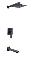 China Single lever concealed in-wall bath or shower mixer with diverter rainshower handshower bath matt black brass tap faucet for sale