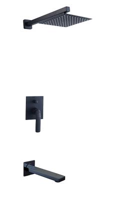 China Single lever concealed in-wall bath or shower mixer with diverter rainshower handshower bath matt black brass tap faucet for sale