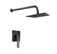 China Single lever concealed in-wall bath or shower mixer matt black bathroom brass tap faucet cold and hot headshower OEM for sale