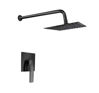 China Single lever concealed in-wall bath or shower mixer matt black bathroom brass tap faucet cold and hot headshower OEM for sale