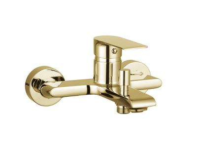 China Single lever bath or shower mixer bathroom golden color brass tap faucet cold and hot water designed modern OEM for sale