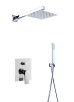China Single Lever Concealed In-Wall Bath Or Shower Mixer With Diverter Rainshower Handshower Bath Matt Black Brass Tap Faucet for sale