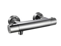 China Thermostaic Temperature Adjustable Shower Spout Mixer Bathroom Chrome Color Brass Tap Faucet OEM Round Classical for sale