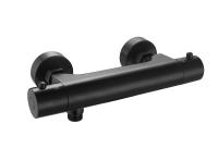 China Thermostaic Temperature Adjustable Shower Spout Mixer Matt Black Color Brass Tap Faucet OEM Round Classical for sale