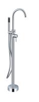 China Chrome Brass Freestanding Bath Tub Faucet OEM Single Lever Floor Mounted With Diverter for sale