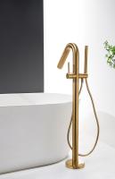 China Rose Golden Brass Free Standing Bathtub Faucet OEM Single Lever Floor Mounted for sale