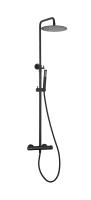 China Matt Black Brass Bath Shower Faucets Thermostatic Temperature Adjustable for sale
