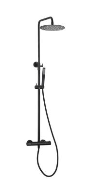 China Matt Black Brass Bath Shower Faucets Thermostatic Temperature Adjustable for sale