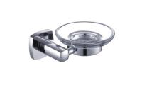 China Glass Bathroom Accessories Chrome OEM Brass Base Square Brass Soap Dish Holder for sale