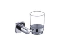 China Single Tumbler Holder Brass Glass Bathroom OEM Brass Base Square With Curve Design for sale