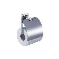 China Bathroom Single Toilet Roll Paper Holder Brass Chrome Color OEM Brass Base Square With Curve Design for sale