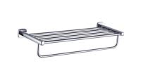 China Chrome Bathroom Accessories Brass Bathroom double towel bar with shelf for sale