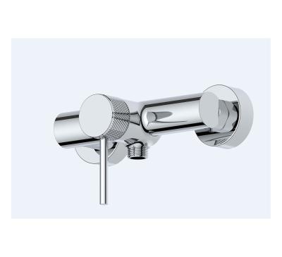 China Single Lever Bath Shower Faucets Annular Knurl Handle Chrome Brass Cold And Hot Water for sale