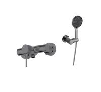 China Gun Metal Brass Bath Shower Faucets Single Lever Annular Knurl Handle for sale