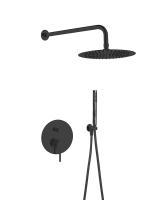 China Matt Black Classical In Wall Shower Faucet Brass Annular Knurl Handle for sale