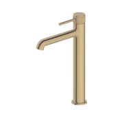 China Brushed Golden Brass Basin Mixer Faucet Single Lever Tall Bathroom for sale