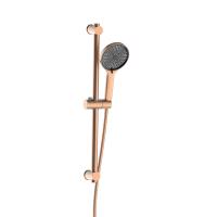 China SUS304 3 Function Shower Slide Bar Rail Set ABS Plastic Handshower Hose Bathroom Rose Golden Round Classical for sale