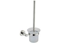 China Oem Sus304 Polished Chrome Toilet Brush Holder Glass Bathroom Accessories Classical Round for sale