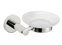 China Glass Bathroom Soap Dish Holder Polished Chrome Oem Classical Round Design for sale