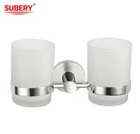 China SUS 304 Double Tumbler Holder Glass Polished Chrome OEM ODM for sale