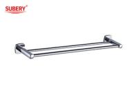 China Double Rod Hand Towel Holder Brass Bathroom Chrome Color OEM Brass Base Square With Curve Design for sale