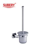 China OEM Brass Toilet Brush Holder Glass Bathroom Chrome With Curve Design for sale