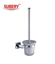 China OEM Brass Toilet Brush Holder Glass Bathroom Chrome With Curve Design for sale