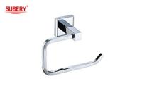 China Brass single toilet roll paper holder bathroom high quality chrome color OEM brass base square design for sale