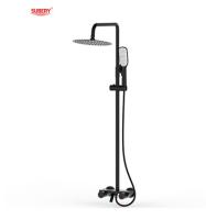 China Matt Black Brass Bath Shower Faucets Thermostatic Temperature Adjustable for sale