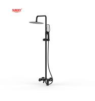 China Matt Black Brass Bath Shower Faucets Thermostatic Temperature Adjustable for sale