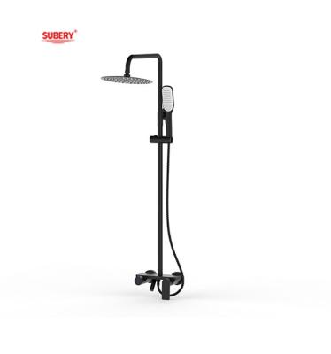 China Matt Black Brass Bath Shower Faucets Thermostatic Temperature Adjustable for sale