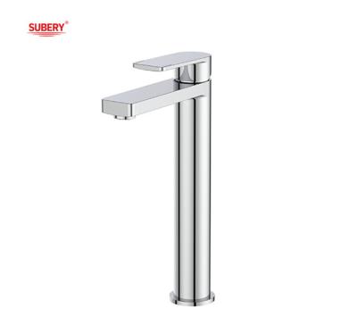 China Chrome Brass Tall Basin Mixer Faucet Single Lever for sale
