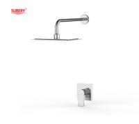 China Single lever concealed in-wall bath or shower mixer with rainshower and handshower bathroom chrome brass tap faucet OEM for sale